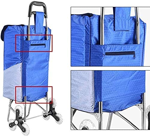 Shopping Trolley on Wheels Multi Function Shopping Cart Fashion Folding Portable Luggage Small Trailer Labor-Saving Large Capacity Stainless Steel Rod Storage Hand Trucks,B ,