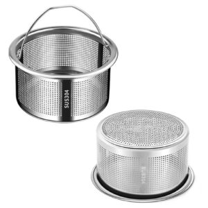 kitchen sink strainer 304 stainless steel rust free, kitchen sink drain strainer with handle 3" diameter 1.6" deep for kitchen sinks (2 pack)