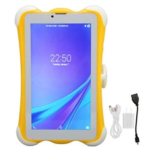 Rosvola WiFi Tablet for Kids, Yellow 7 Inch MTK6582 CPU Processor Easy Access 6000mAh Battery Kids Tablet HD Screen 3GB+32GB for Reading (US Plug)