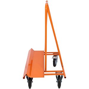 Heavy Duty Panel Dolly Cart with 4 Swivel Wheels, Dolly 1800lbs Load Capacity Handling Sheetrock, Casters with Brake, Rolling Dolly（Orange）