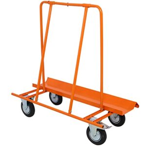 Heavy Duty Panel Dolly Cart with 4 Swivel Wheels, Dolly 1800lbs Load Capacity Handling Sheetrock, Casters with Brake, Rolling Dolly（Orange）