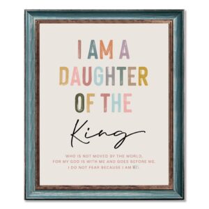 I Am a Daughter of the King Wall Art Inspirational Girl's Room Decor with Boho and Minimalist Kids Room Decor Nursery Wall Decor Daughter's Room Inspirational Prints Unframed (Daughter, 11X14 INCH)