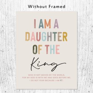 I Am a Daughter of the King Wall Art Inspirational Girl's Room Decor with Boho and Minimalist Kids Room Decor Nursery Wall Decor Daughter's Room Inspirational Prints Unframed (Daughter, 11X14 INCH)