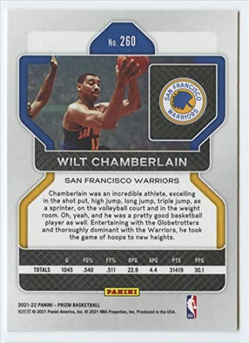 2021-22 PANINI PRIZM #260 WILT CHAMBERLAIN SAN FRANCISCO WARRIORS BASKETBALL OFFICIAL TRADING CARD OF THE NBA