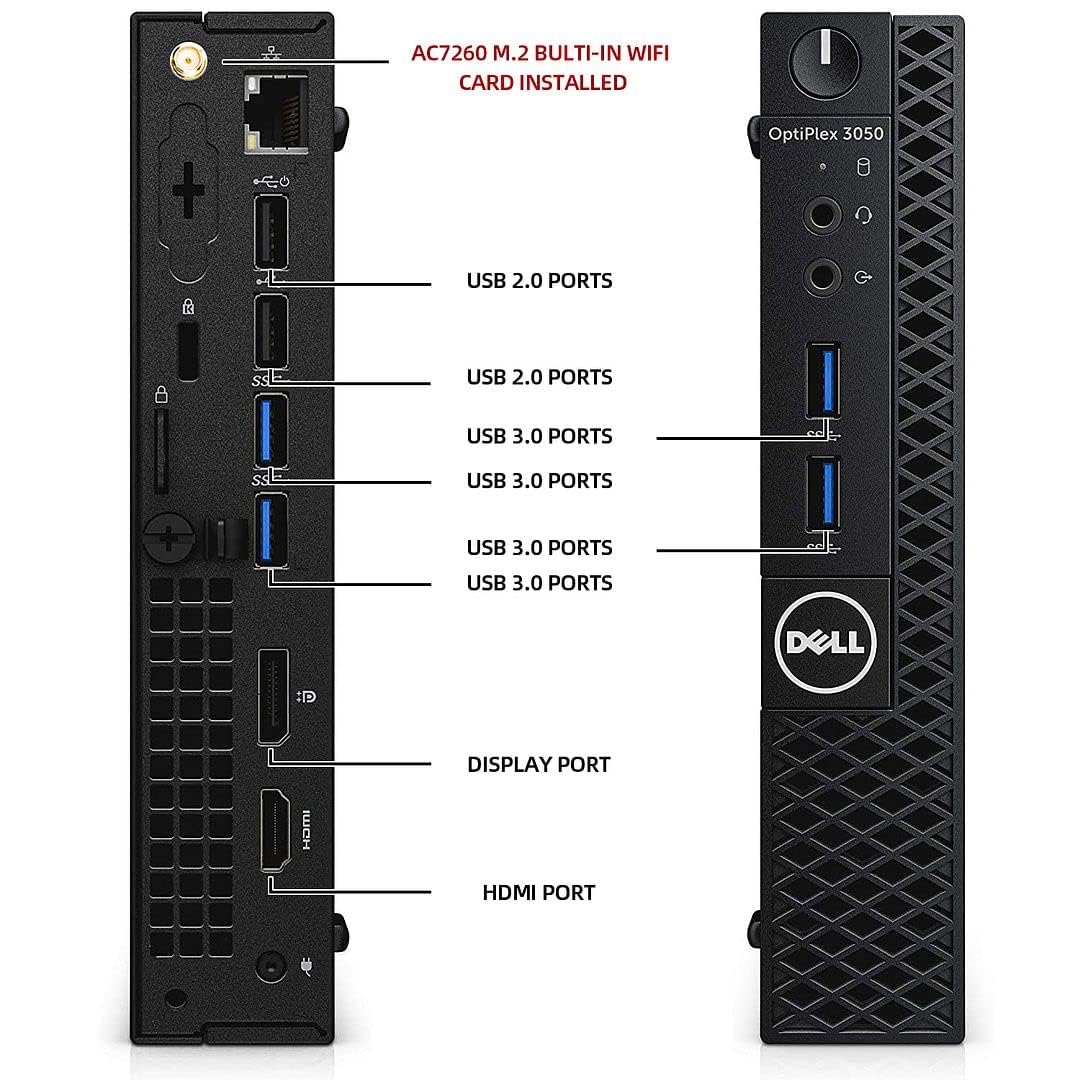 Dell OptiPlex 3050 Micro Mini PC Desktop Computer, Intel Core i5-6400T, 16GB DDR4, 1TB SSD, WiFi, Bluetooth, HDMI Windows 10 pro (Renewed)