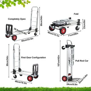 Folding Dolly Cart with Wheels Folding Hand Truck Utility Metal Dolly Logistics Hand Truck 330LBS Capacity Stable and Durable Luggage Cart for Luggage, Travel, Moving, Shopping