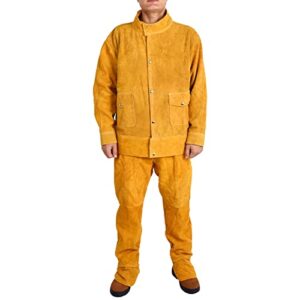 welding overalls cowhide high temperature resistance flame retardant insulation wear-resistant welder welding protective clothing,l