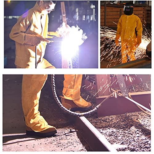 Welding Overalls Cowhide High Temperature Resistance Flame Retardant Insulation Wear-Resistant Welder Welding Protective Clothing,L