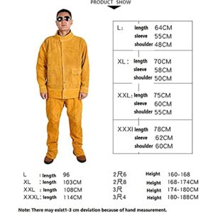 Welding Overalls Cowhide High Temperature Resistance Flame Retardant Insulation Wear-Resistant Welder Welding Protective Clothing,L