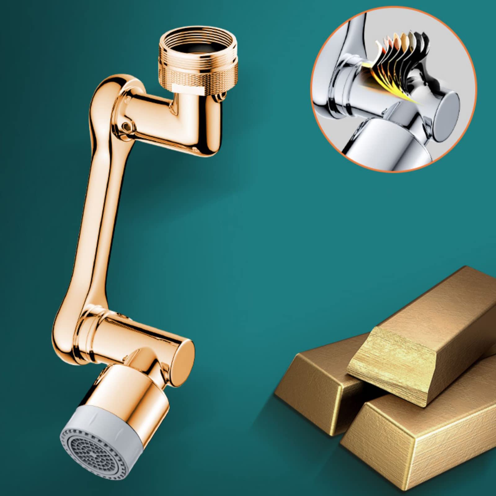 Faucet Extender for Bathroom Sink Universal,1080 Faucet Extender Brass,Splash Filter Faucet Extender,2 Water Outlet Modes,Universal Splash Filter Faucet Aerator