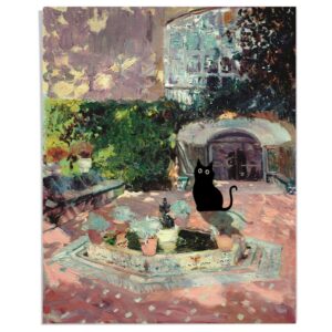 joaquin sorolla garten impressionist art posters - vintage sorolla poster - black cat poster - funny cat wall decor print - cat wall art - doja cat poster - famous landscape wall art, 8x10"unframed