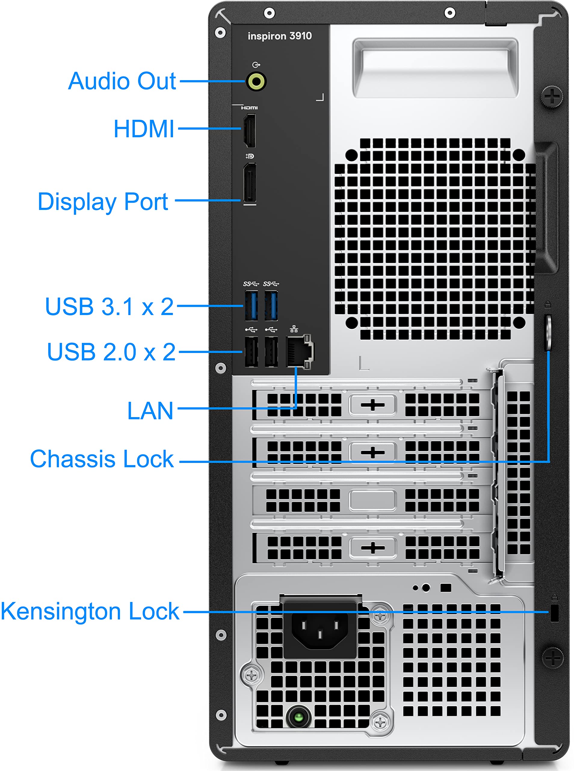 Dell Inspiron 3910 Mini-Tower Desktop Computer, Intel Core i7-12700, 32GB RAM, 2TB SSD NVMe + 1TB HDD, AX Wi-Fi, Bluetooth, SD Card Reader, HDMI, VGA - Windows 11 Pro (RENEWED)