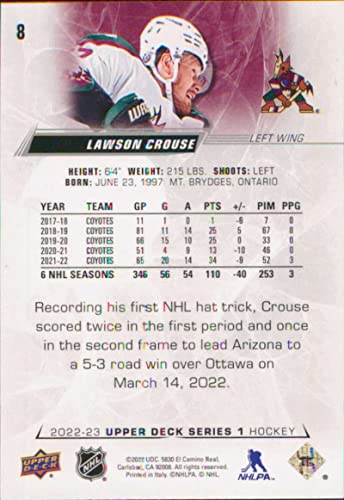 2022-23 Upper Deck #8 Lawson Crouse Arizona Coyotes Series 1 NHL Hockey Trading Card