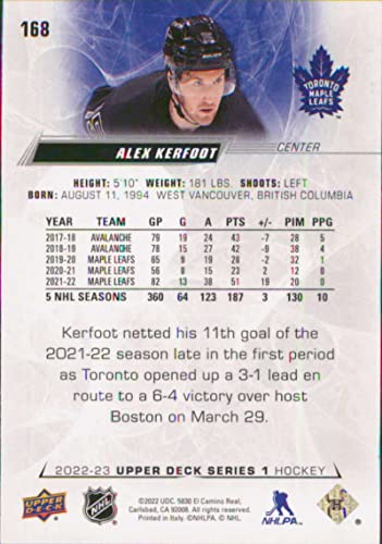 2022-23 Upper Deck #168 Alex Kerfoot Toronto Maple Leafs Series 1 NHL Hockey Trading Card