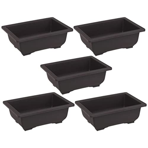 DOITOOL 5PCS Rectangular Bonsai Training Pot , 6.5 inch Plastic Bonsai Pot with Drainage Hole, Small Bonsai Planter Pot for Desktop Decoration Nursery, Garden, Balcony