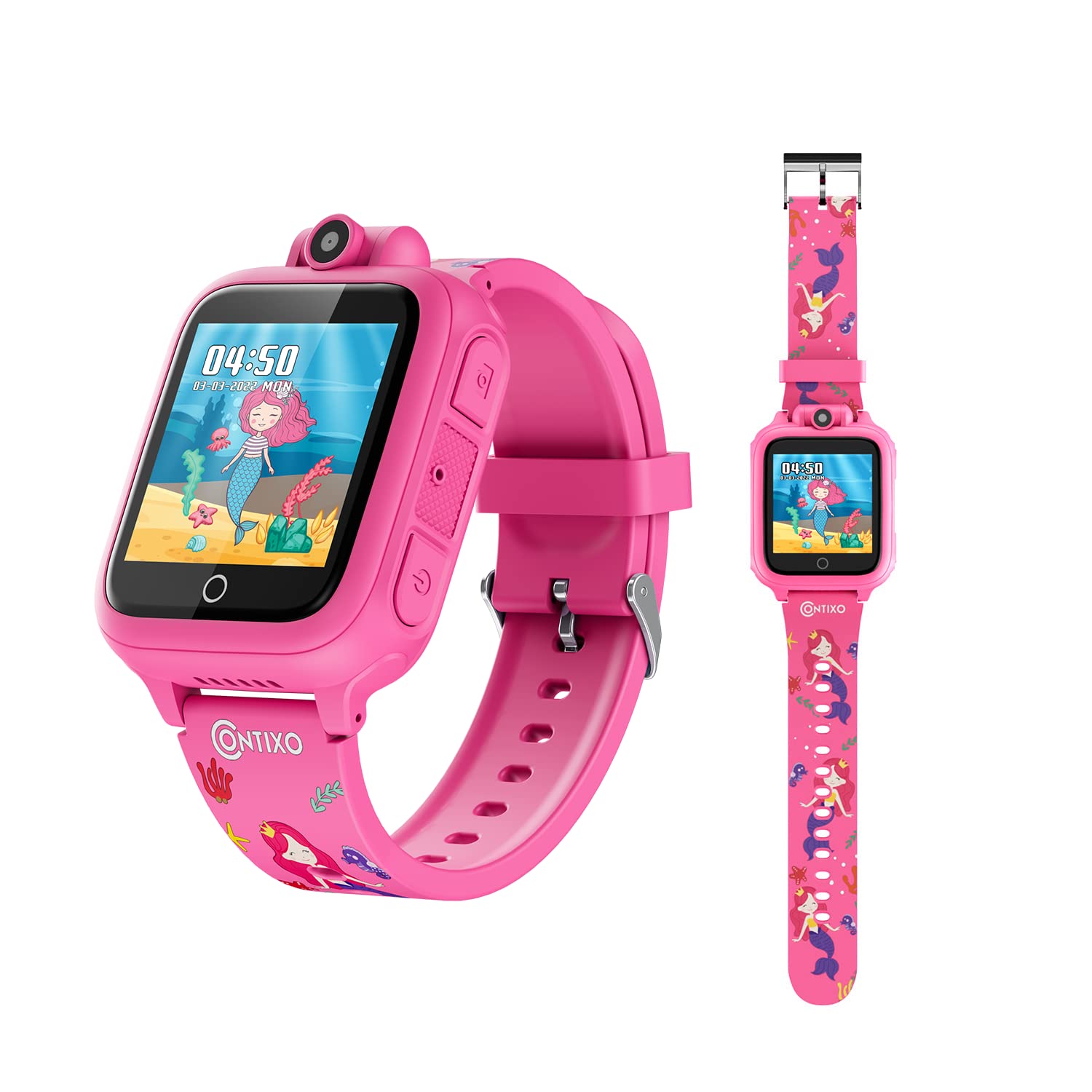 Contixo Kids Tablet, K102 10 Inch Tablet for Kids and Smart Watch Bundle, 2GB 32 GB Toddler Tablet with Bluetooth, with Smart Watch That Touch Screen, Camera, Video and Audio Recording - Pink