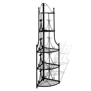 Homvdxl 5 Tier Metal Plant Stand, Indoor Curved Plant Display Shelf with 5 Potted Plant Rack, Corner Bonsai Flower Pots Plant Stand Rack for Garden, Balcony - Black, 24Inch T