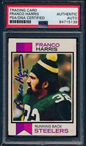 1973 topps rookie franco harris hof #89 card signed steelers psa/dna 176342 - football slabbed autographed rookie cards