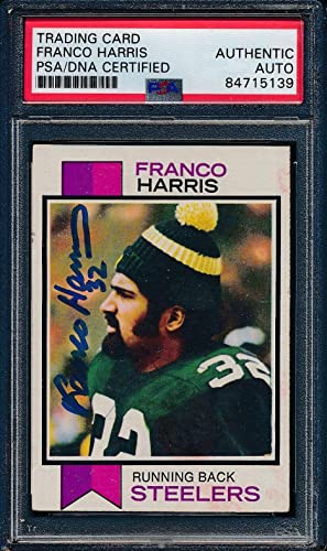 1973 TOPPS Rookie Franco Harris HOF #89 Card Signed Steelers PSA/DNA 176342 - Football Slabbed Autographed Rookie Cards