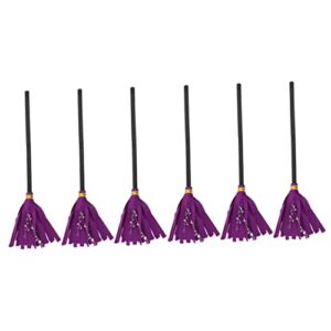 tendycoco 6 pcs witch broom halloween wizard toy broom toy makeup decor halloween cosplay prop witches prop wizard broom role play toys for kids clothing plastic child accessories purple