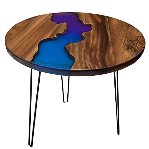 Stunning Round Artistic Epoxy River Coffee Table for Living Room - Eye-catching, Unique & Natural Luxury Home Decor Centerpiece with Durable Resin Surface (20''X20'')