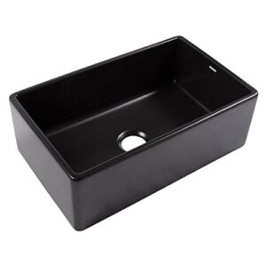 Austen Fireclay Farmhouse Apron Kitchen Sink and Care Kit, 30" Matte Black Single Bowl