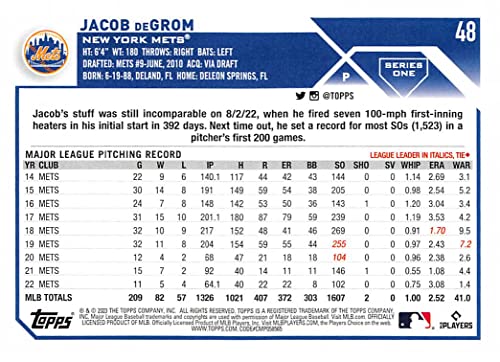 2023 Topps Series 1#48 Jacob deGrom