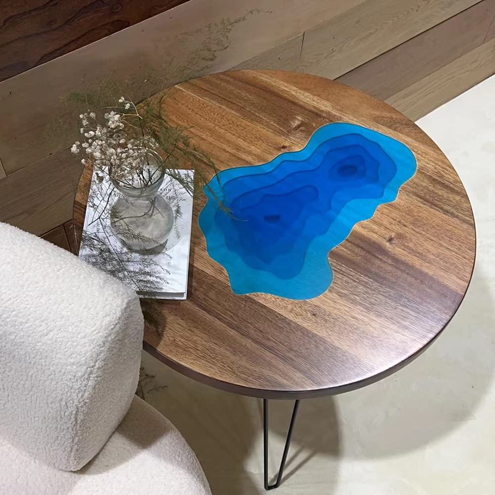 Epoxy Resin End Table, Dining Room Table, Modern Side Table Hand Made Craft Coffee Table, Handmade Resin Table for Office Decor and Living Room with Hairpin Legs (CUSTOMIZED SIZE)