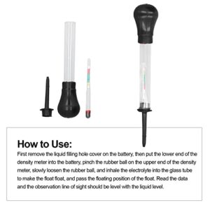 Emoshayoga Hydrometer, Clear Scale Easy Operation Hydrometers Tool 1.100-1.300 Range 2pcs Glass Portable for Battery