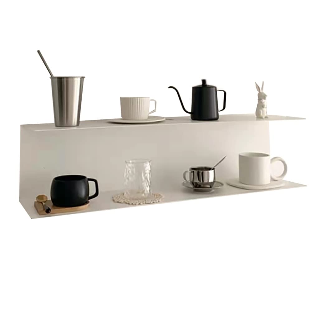 TAUODUYY Iron One-Piece Wall Shelf, Scandinavian Style Kitchen Wall Spice Storage Rack, Living Room Cup Holder, Bedroom Bookshelf, White ( Color : 1PCS , Size : 100X15X20CM )