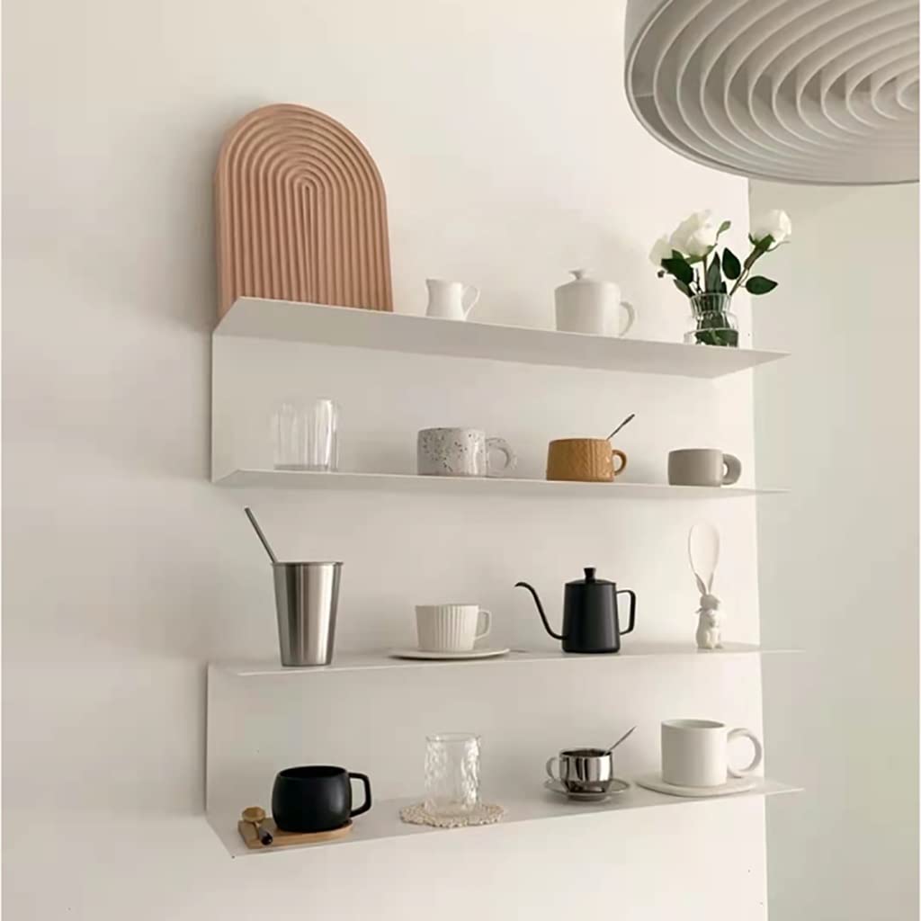 TAUODUYY Iron One-Piece Wall Shelf, Scandinavian Style Kitchen Wall Spice Storage Rack, Living Room Cup Holder, Bedroom Bookshelf, White ( Color : 1PCS , Size : 100X15X20CM )