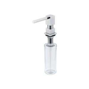 kbfmore 350 ml square polished chrome finish kitchen soap or lotion dispenser fingerprint, spot and rust resistant stainless steel 360 degree swivel spout with countertop design pet bottle