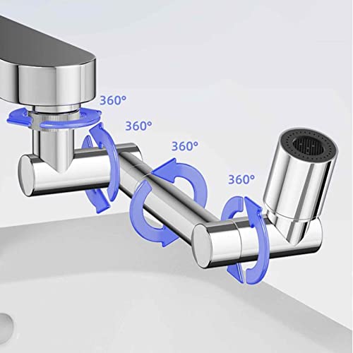 1440° Universal Rotating Faucet Extender for Bathroom, Large-Angle Rotating Robotic Arm Water Nozzle Faucet Adaptor,Rotatable Multifunctional Extension Faucet Splash Filter Kitchen Tap Extend