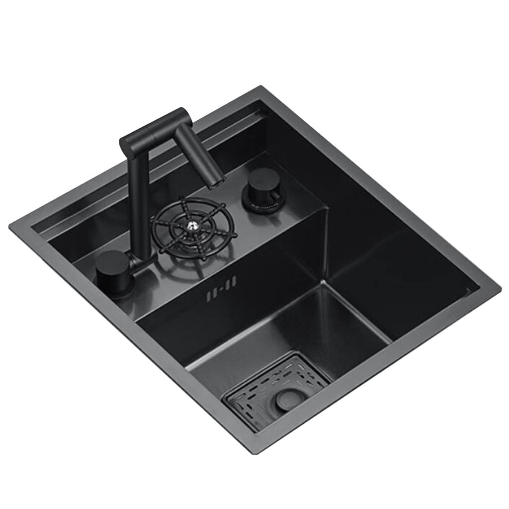 Stainless Steel Invisible Sink Multi-Functional Kitchen Embedded Sink Vegetable Washing Basin with Cup Washer Mini Single Slot at Bar