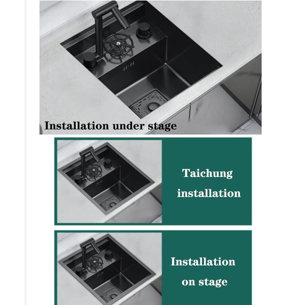 Stainless Steel Invisible Sink Multi-Functional Kitchen Embedded Sink Vegetable Washing Basin with Cup Washer Mini Single Slot at Bar