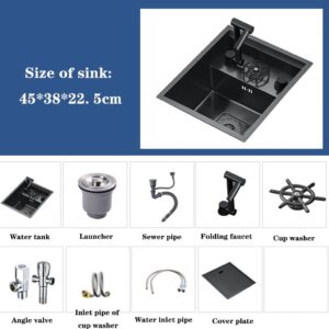 Stainless Steel Invisible Sink Multi-Functional Kitchen Embedded Sink Vegetable Washing Basin with Cup Washer Mini Single Slot at Bar