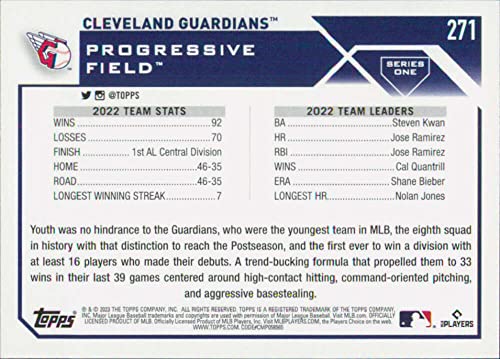 2023 Topps #271 Cleveland Guardians NM-MT Team Card Baseball Trading Card