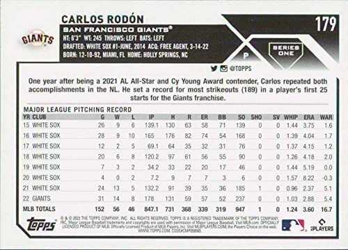 2023 Topps #179 Carlos Rodon NM-MT San Francisco Giants Baseball Trading Card