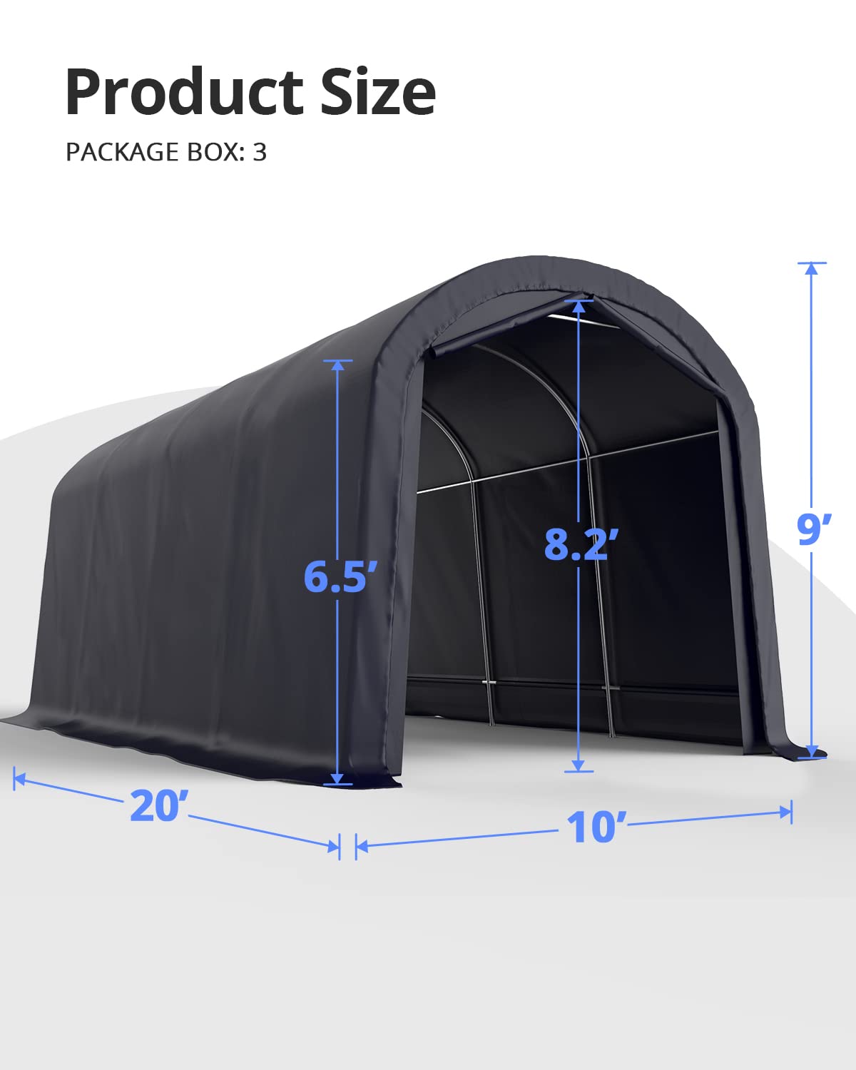 KING BIRD 10' x 20' Heavy Duty Carport Round Style Outdoor Instant Garage Anti-Snow Car Canopy with Reinforced Ground Bars