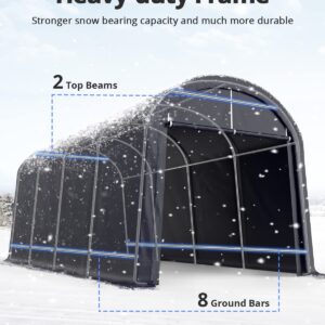 KING BIRD 10' x 20' Heavy Duty Carport Round Style Outdoor Instant Garage Anti-Snow Car Canopy with Reinforced Ground Bars