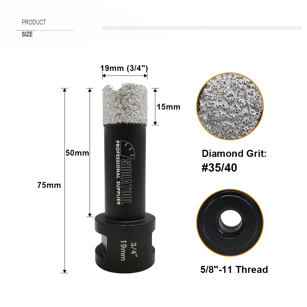 SHDIATOOL 3/4“ Diamond Drill Bits 2” Beveling Chamfer Bits Set for Porcelain Ceramic Tile Marble for Angle Grinder