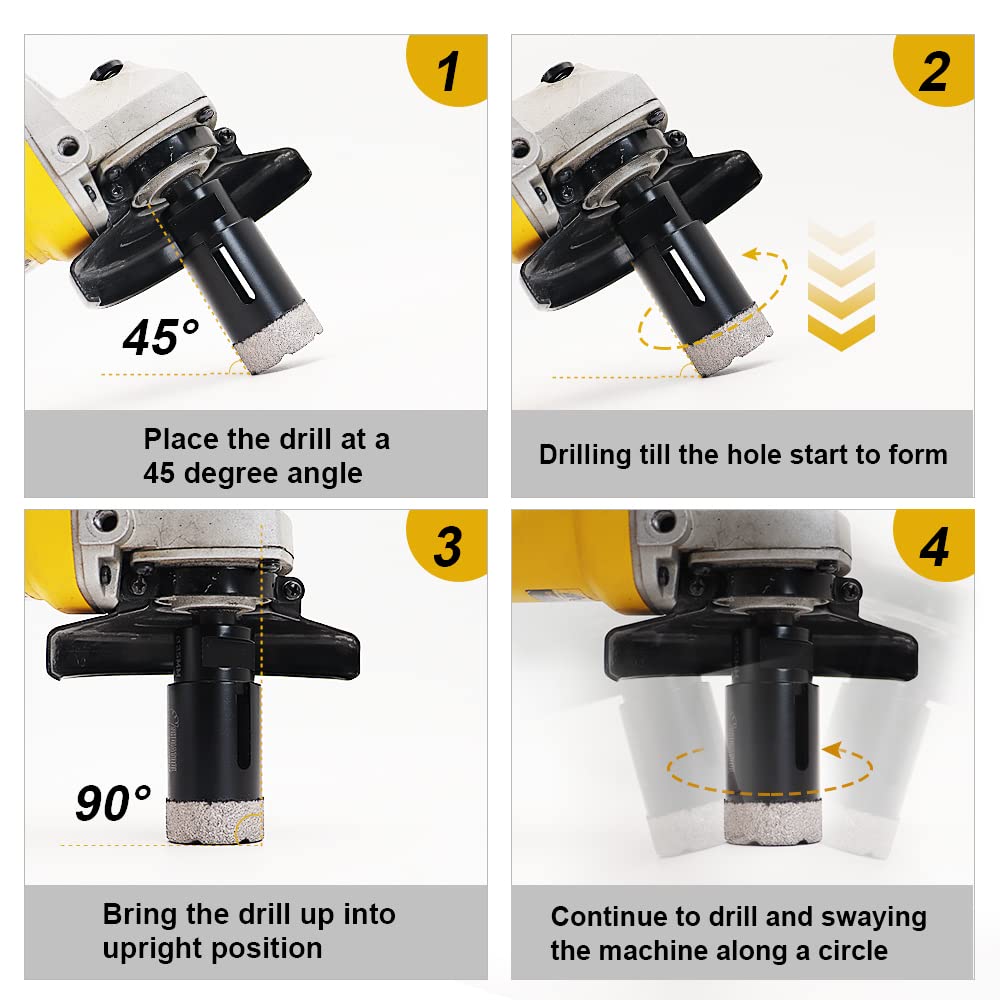 SHDIATOOL 3/4“ Diamond Drill Bits 1-3/8” Beveling Chamfer Bits Set for Porcelain Ceramic Tile Marble for Angle Grinder