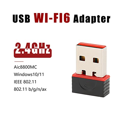 USB WiFi 6 Adapter, 286Mbs WiFi Dongle USB Wireless Network Adapter 2.4GHz 802.11 B G N Ax for Win10/11 Desktop PC Laptop