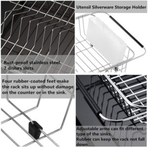 SANNO Kitchen Sink Grate Stainless Steel Sink Protector for Kitchen Sink Dish Drying Rack, Expandable Dish Drainer