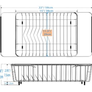 SANNO Kitchen Sink Grate Stainless Steel Sink Protector for Kitchen Sink Dish Drying Rack, Expandable Dish Drainer