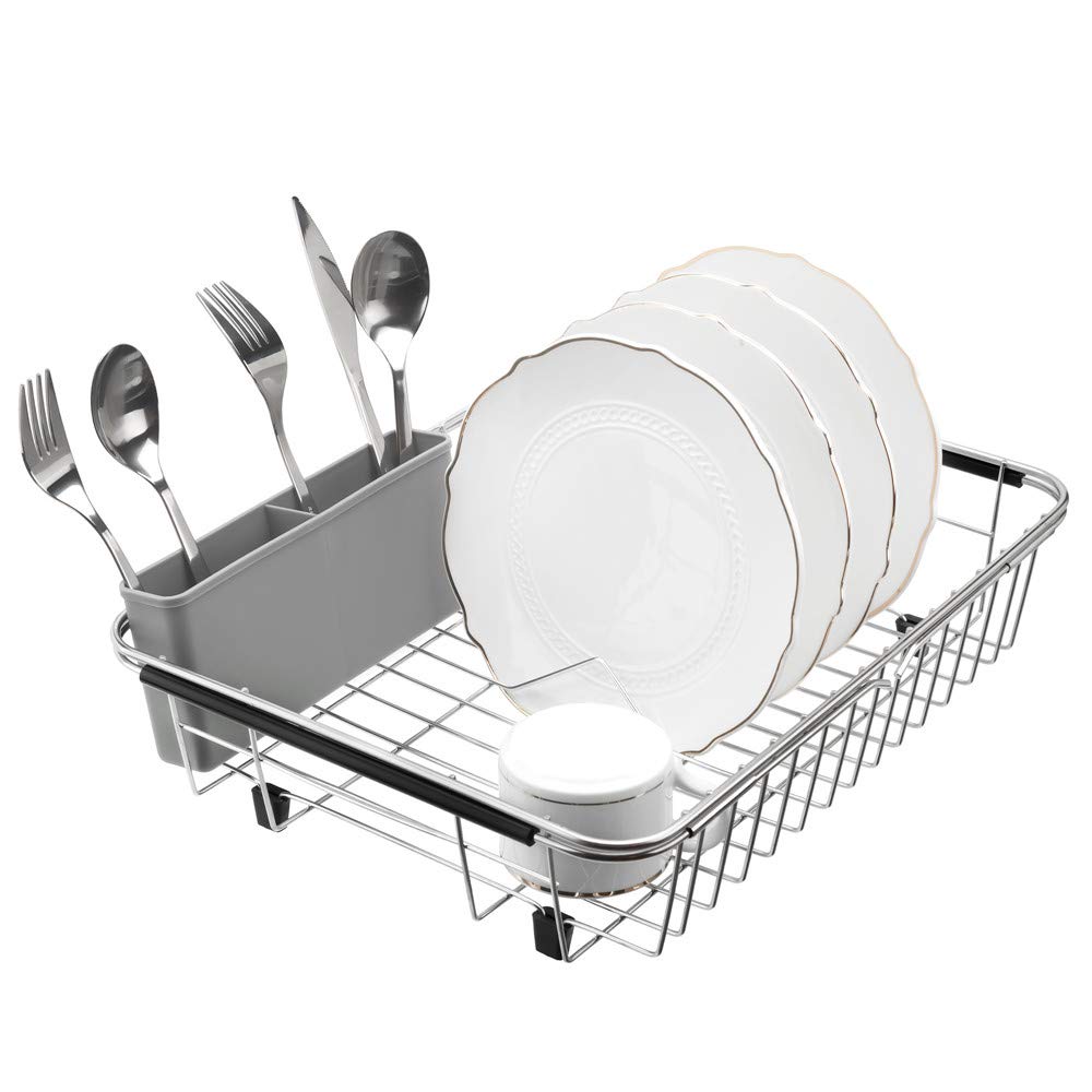 SANNO Kitchen Sink Grate Stainless Steel Sink Protector for Kitchen Sink Over The Sink Expandable Dish Drying Rack, Dish Drainer