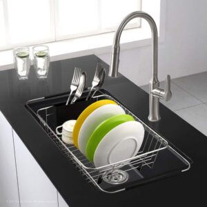 SANNO Kitchen Sink Grate Stainless Steel Sink Protector for Kitchen Sink Over The Sink Expandable Dish Drying Rack, Dish Drainer