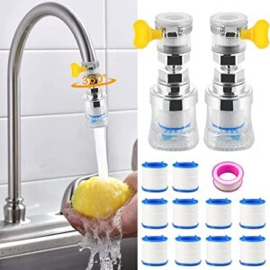 pzlobiet sink water filter, 360 rotating design, removes chlorine, fluoride, heavy metals, softens hard water, 2 pcs