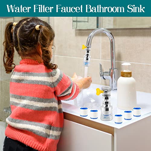 pzlobiet Sink Water Filter, 360 Rotating Design, Removes Chlorine, Fluoride, Heavy Metals, Softens Hard Water, 2 Pcs