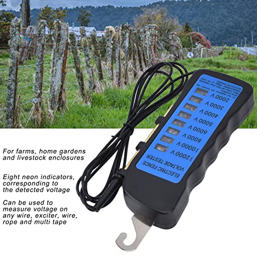 OKJHFD 12KV Neon Fence Voltage Tester Neon Fault Finder, Electric Fence Voltage Tester Professional Durable 2000 to 12000V 8 Neon Indicator Lights Waterproof Fence Tester for Farms,Home,Gardens